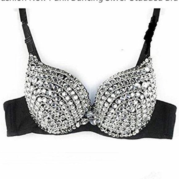 Tops | Dancing Silver Studded Bra | Poshmark